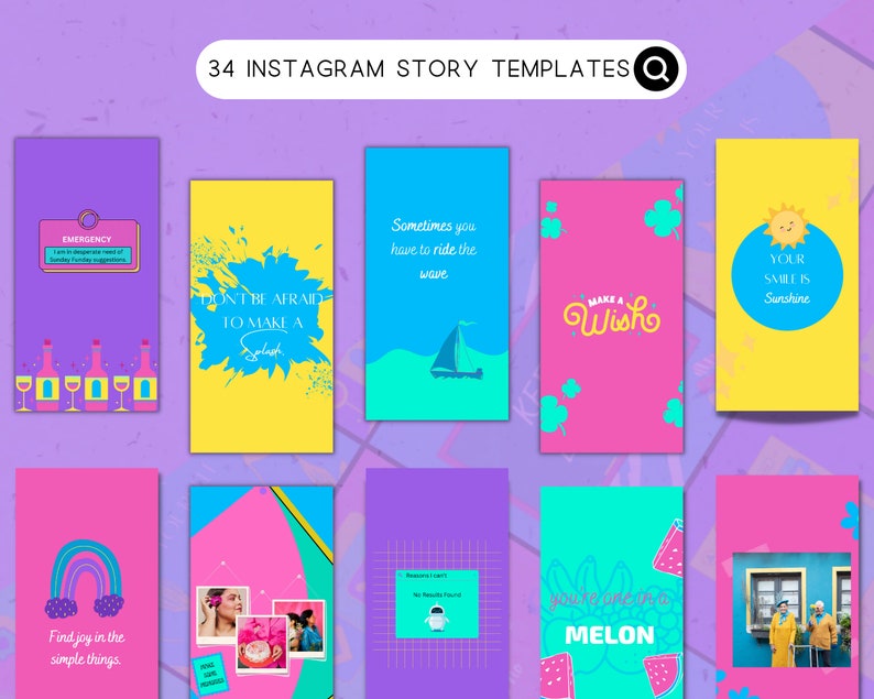 Colorful Instagram Template Canva, Bright Instagram Post Ideas, Fun ...