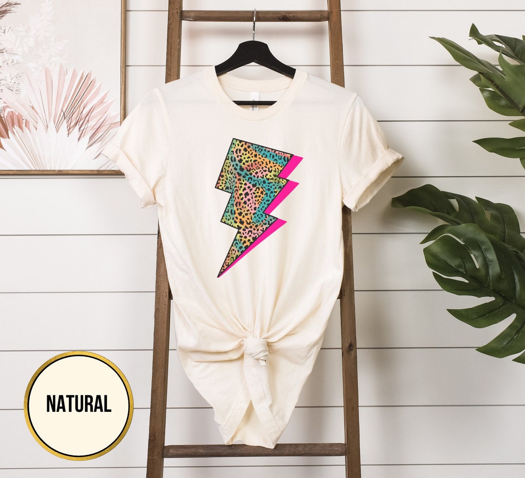 Leopard Print Lightning Bolt T-shirt for Women, Leopard Lightning Shirt ...