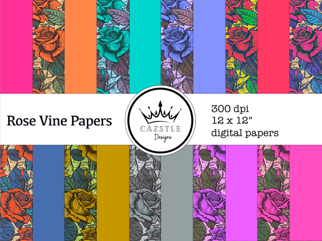 Rose Vine Papers, Printable Scrapbook Papers, Digital Scrapbooking ...
