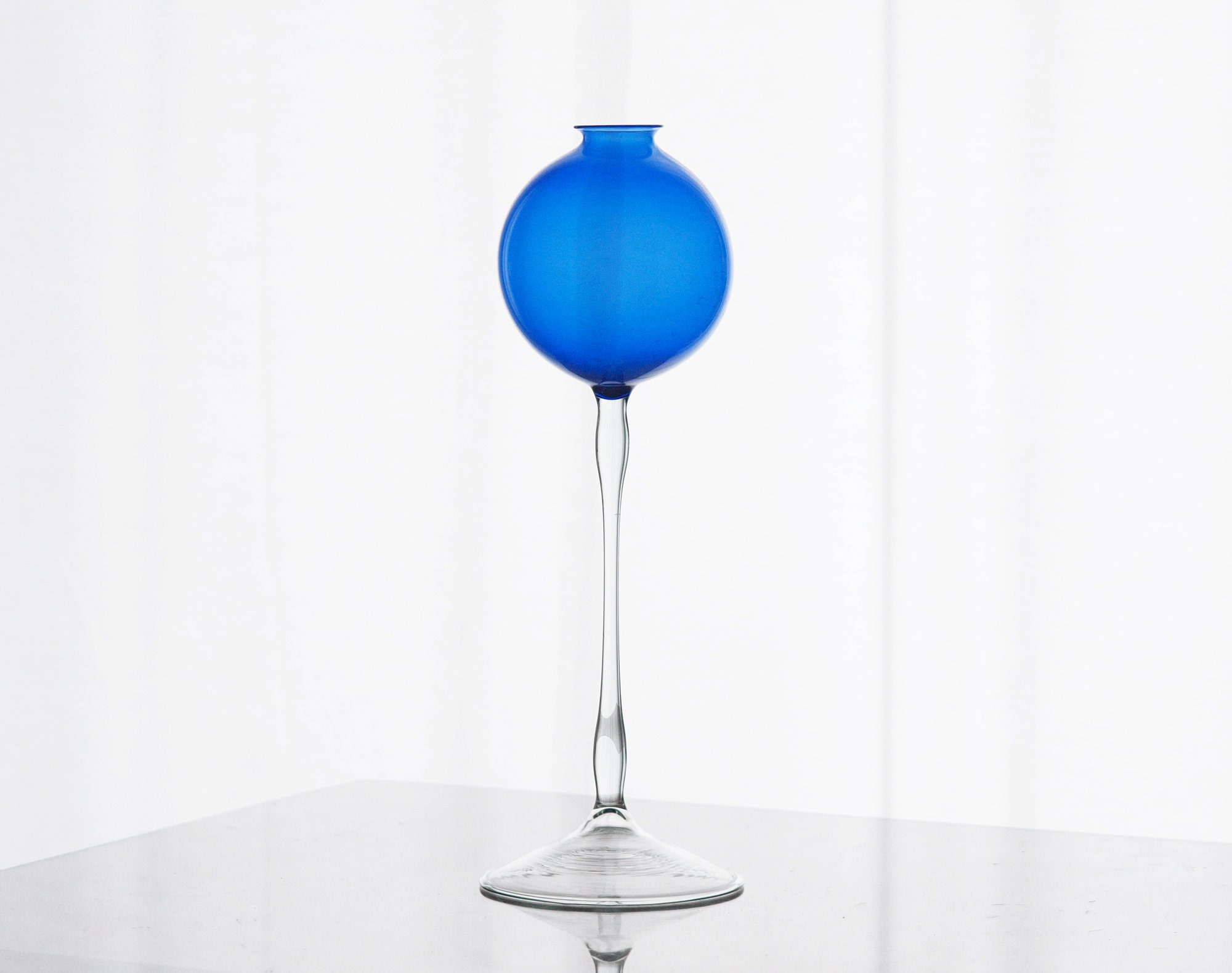 Filigree Glass Object, Mid-century Glass Art, East Germany, Blue Light ...