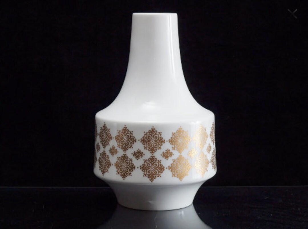 HEINRICH Porcelain, Midcentury Porcelain, PORCELAIN Vase, Gold Decor, W ...
