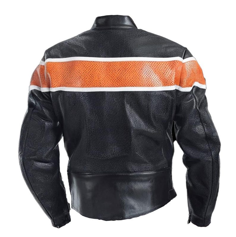 Men's Cowhide Leather Biker Jacket, Armored Padded Motorcycle Biker ...