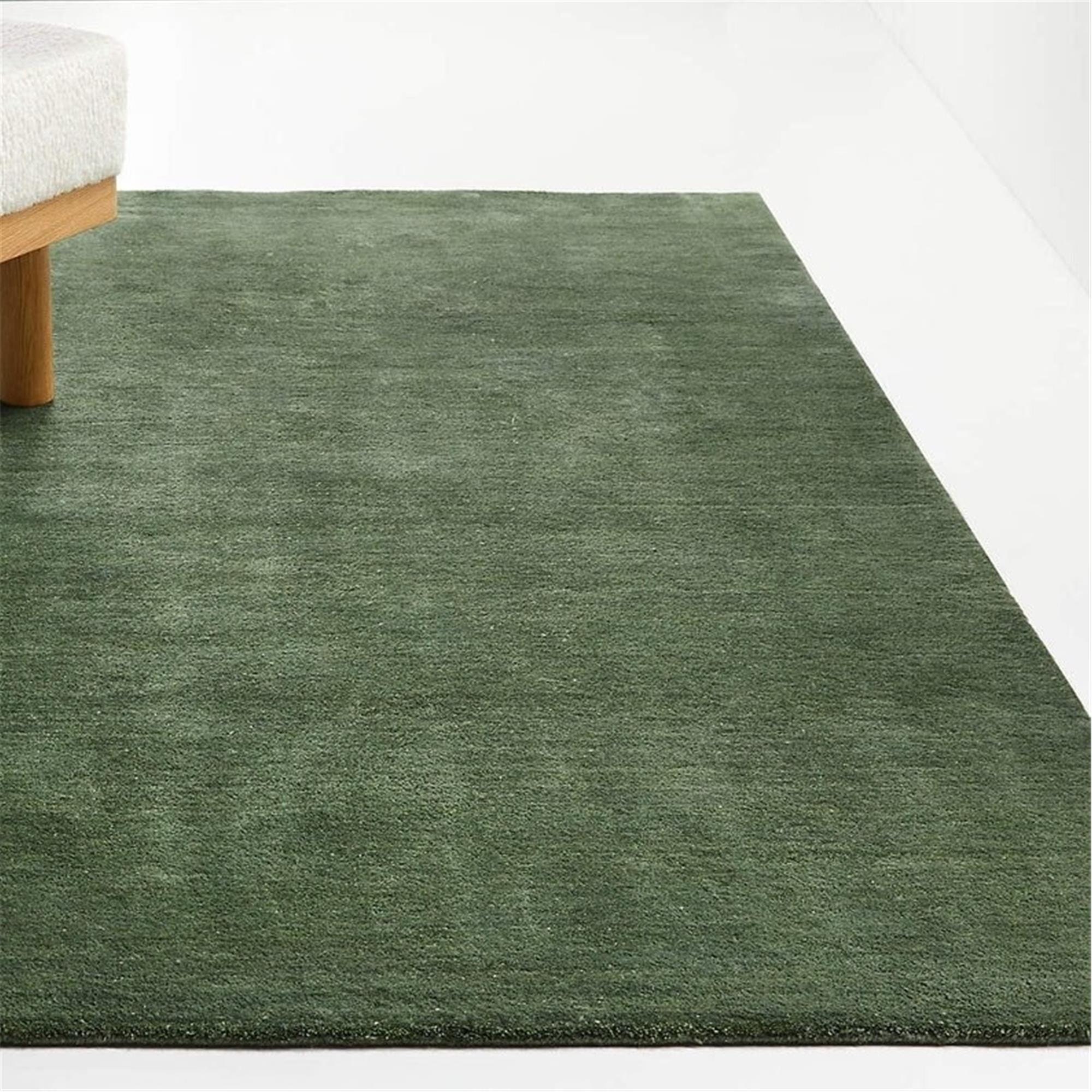 Sage Green Rug, Modern Area Rug for Bedroom, Solid Color Plain Wool Rug ...