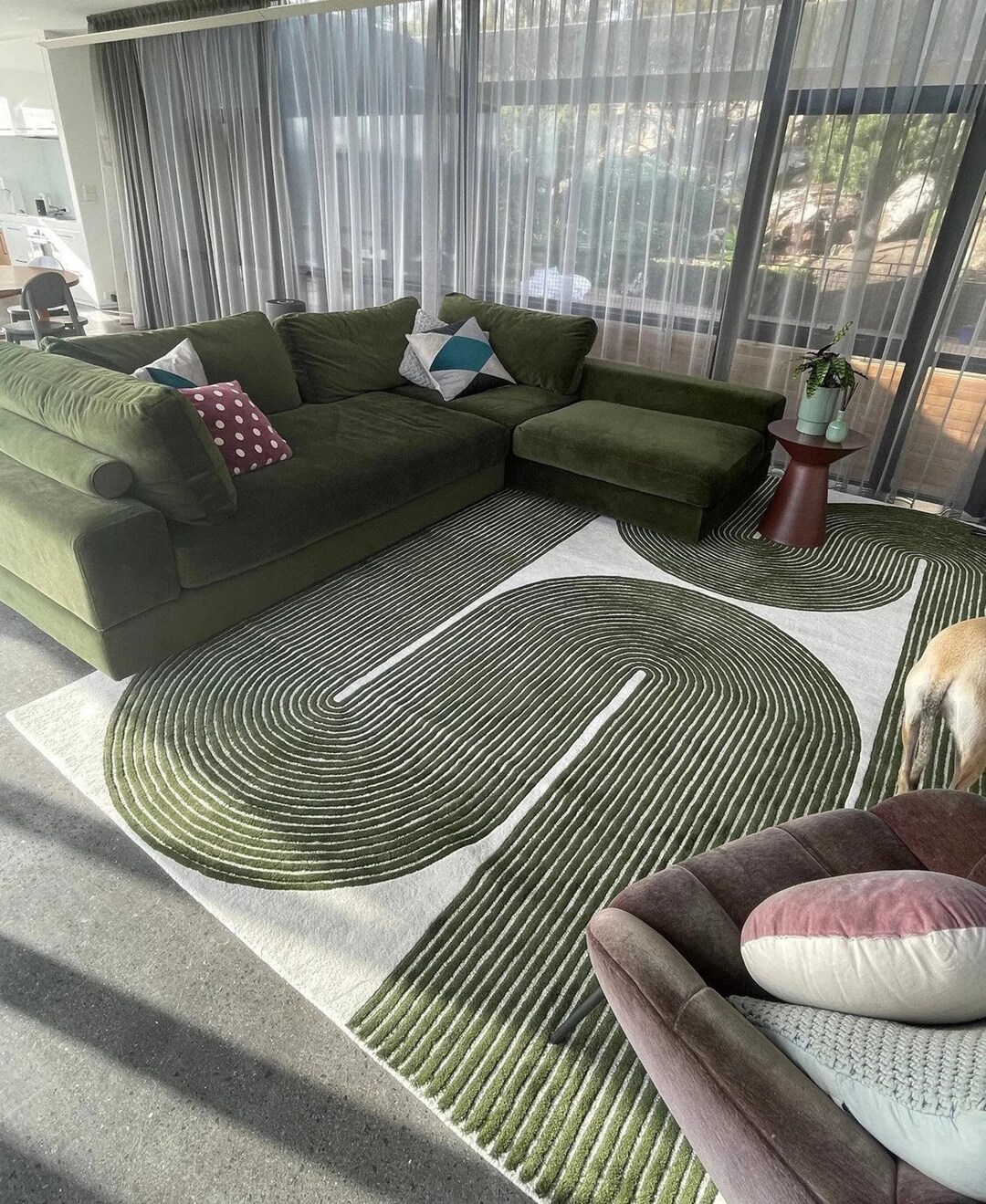 Handmade Rug Viper Olive Green/gold, Hand-tufted Wool Area Rug/carpet ...