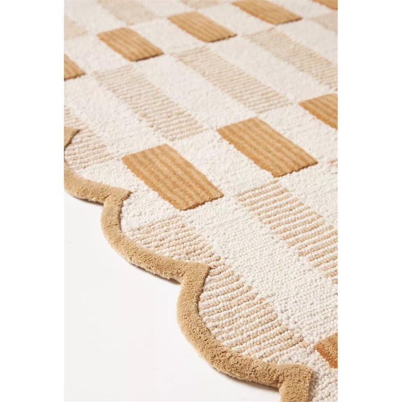 Matilda Goad Plaid Scallop Hand Tufted Modern Woolen Carpet Area Rug ...