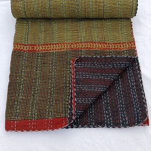Unique Saturated Color Scheme and Geometric Design in This Kantha Quilt ...