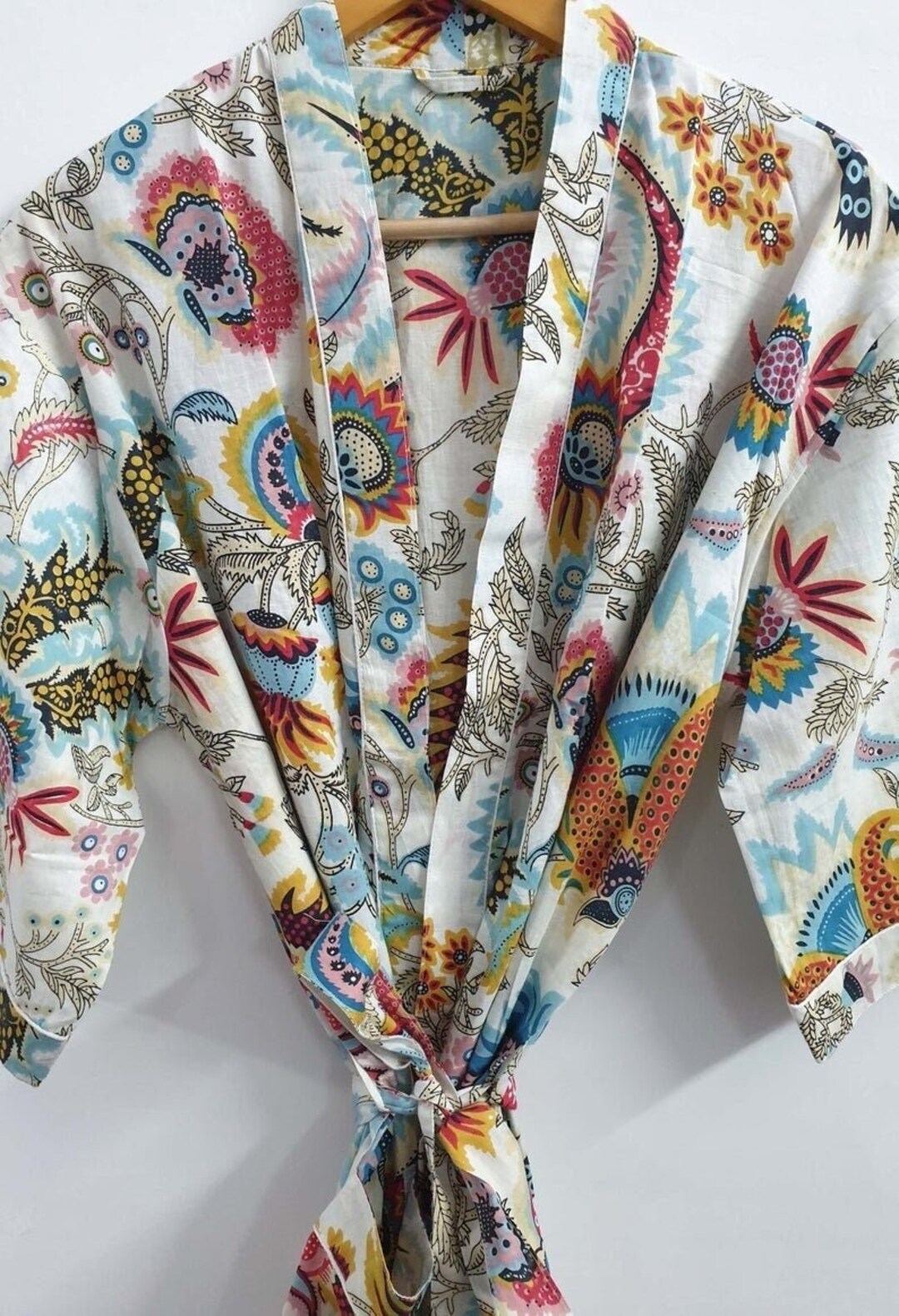 Kimono Robe Indian Kimono Cotton Floral Print Bath Robe Night - Etsy