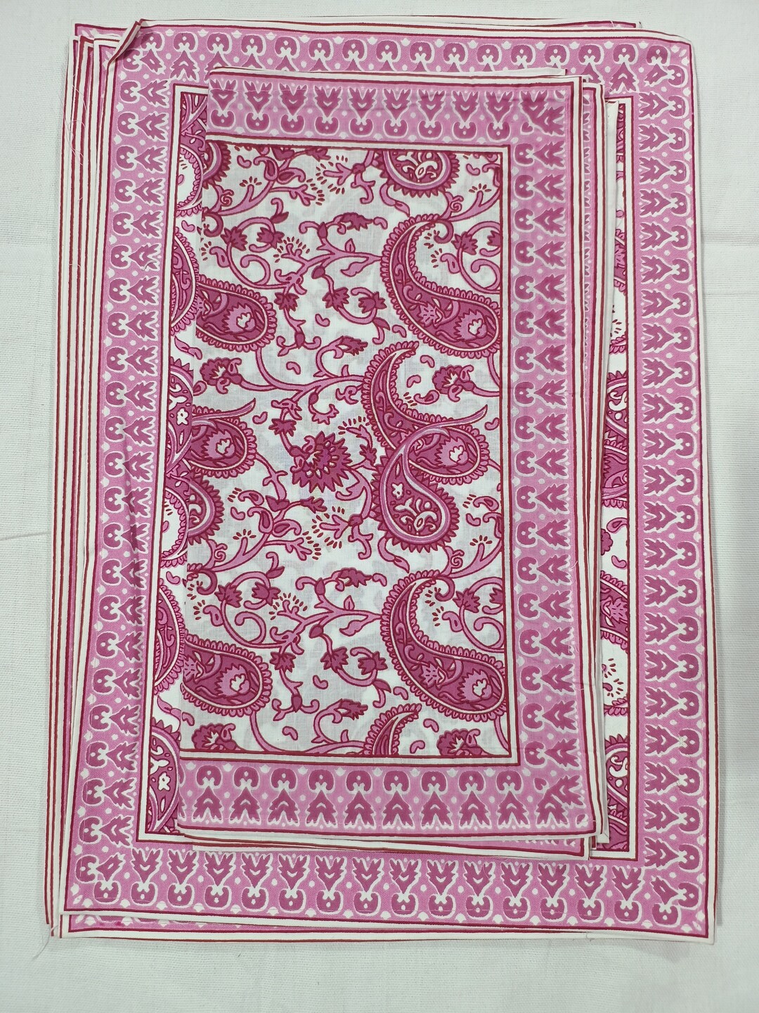 Hand Block Printed Table Runner and Mat Set: Cotton Paisley Design - Etsy