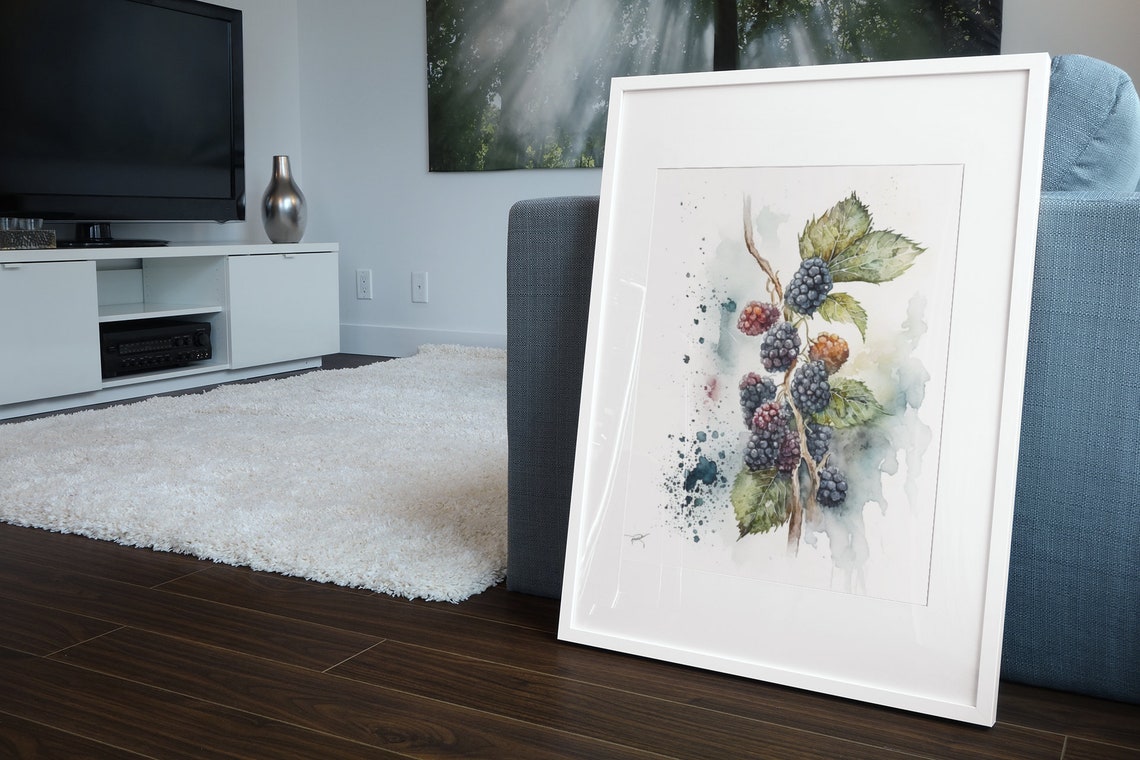 Mulberry Watercolor Print, Blue and White Print, Mulberry Watercolor ...