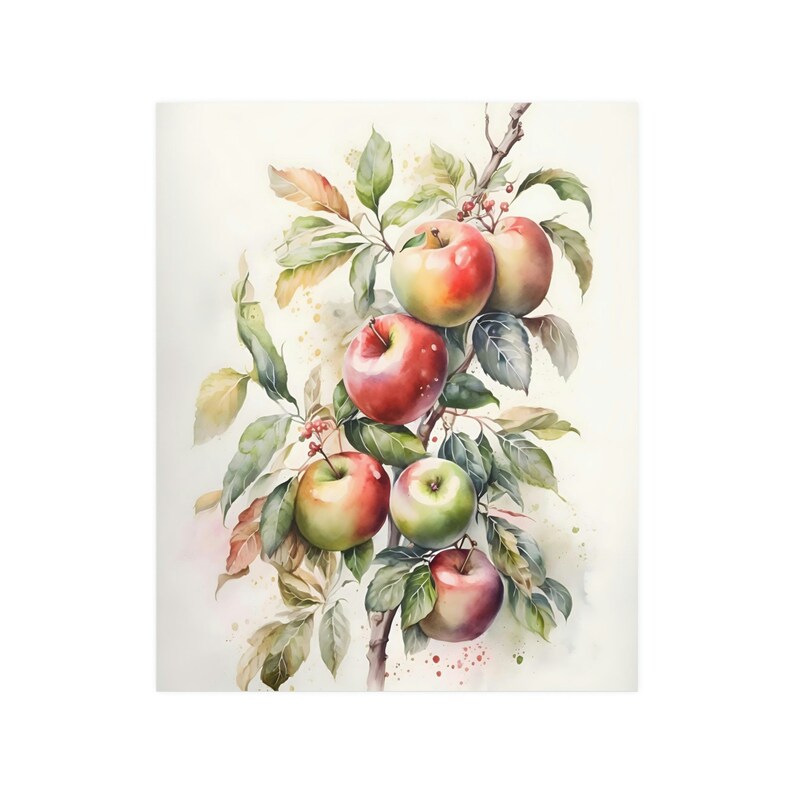Apples Watercolor Printfruit Print Apples Watercolor Decor - Etsy