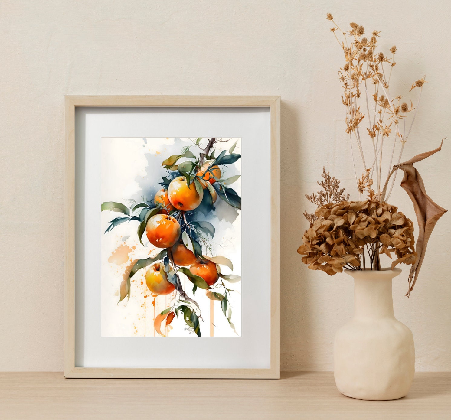 Oranges Watercolor Print, Orange and White Print, Orange Watercolor ...