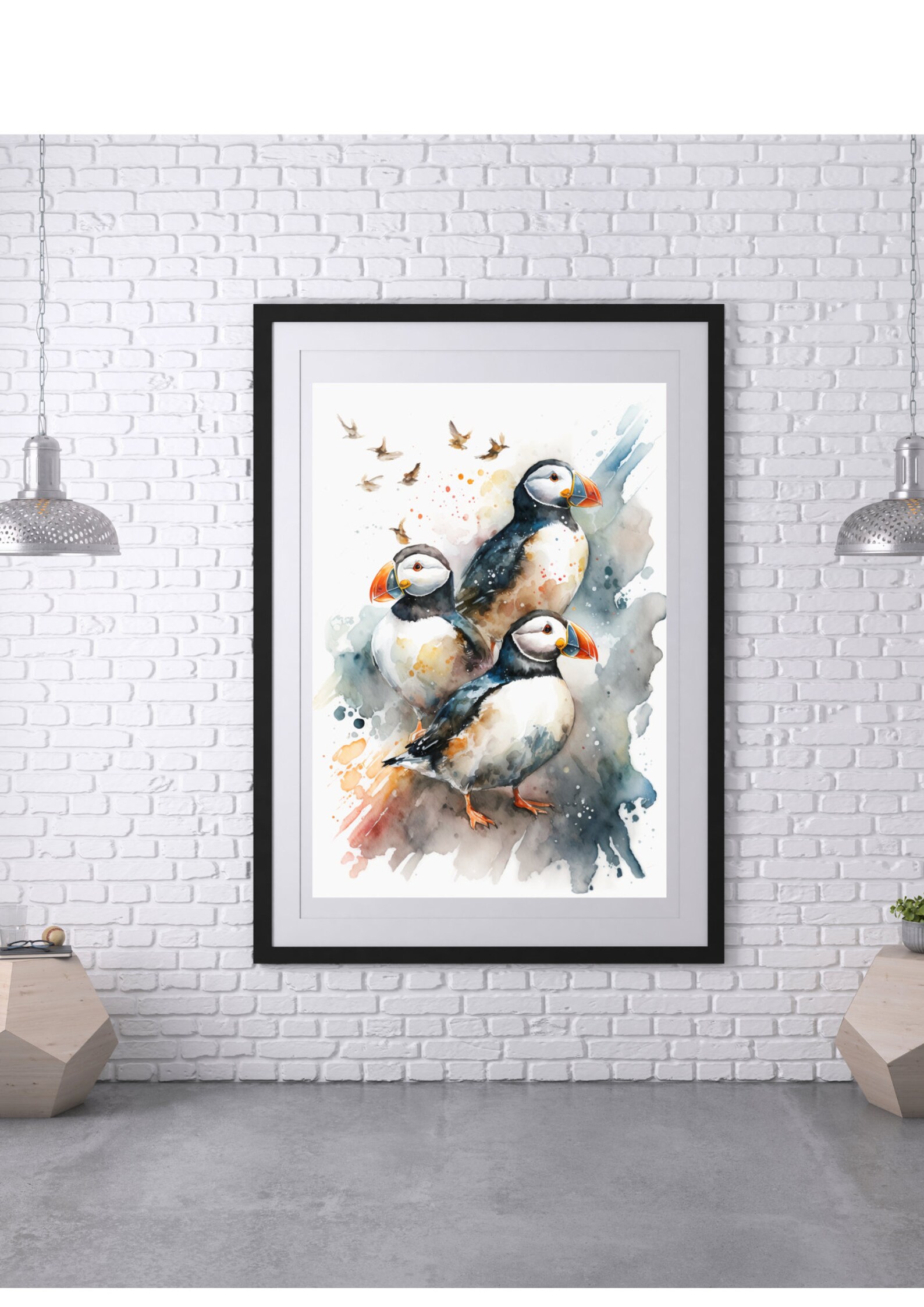 Puffins Watercolor Print, Puffins Print, Puffins Watercolor Decor ...