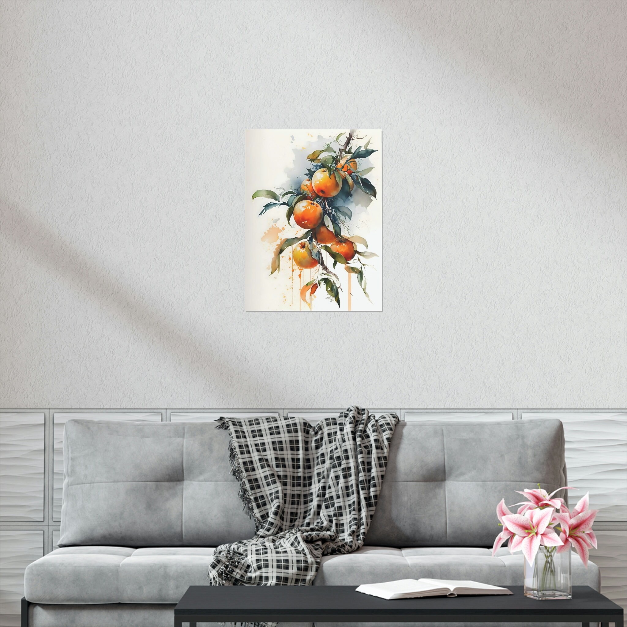 Oranges Watercolor Print, Orange and White Print, Orange Watercolor ...
