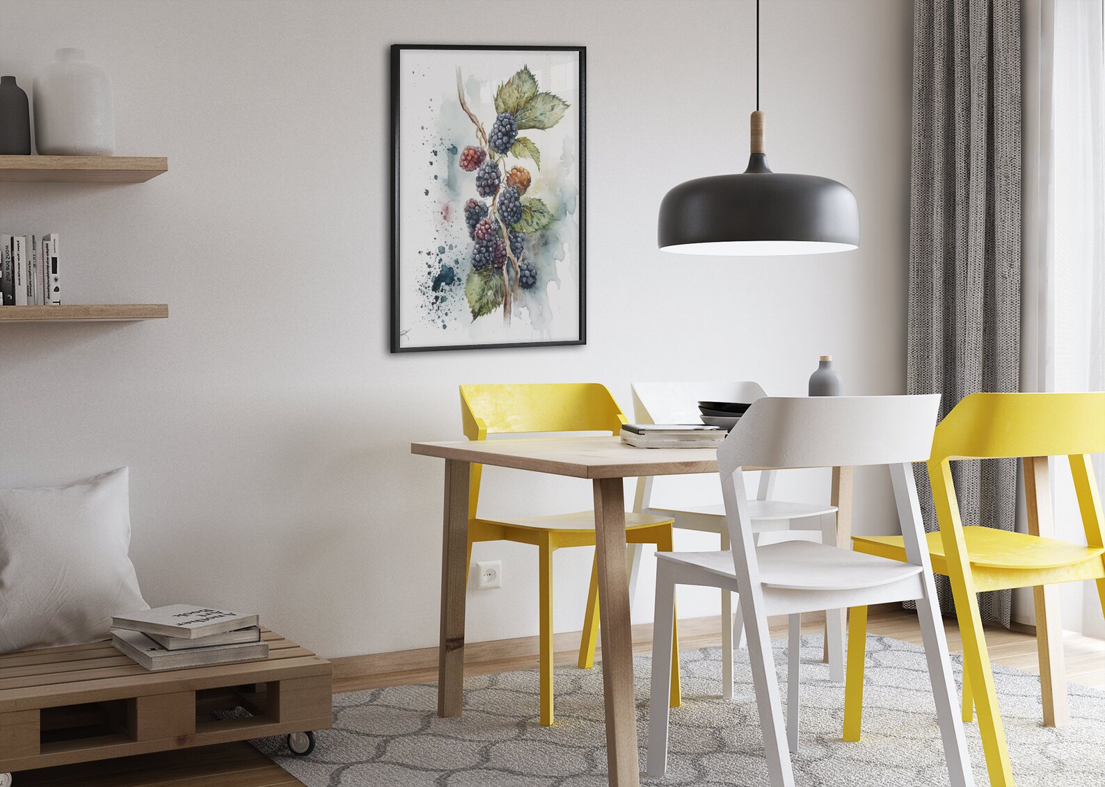 Mulberry Watercolor Print, Blue and White Print, Mulberry Watercolor ...