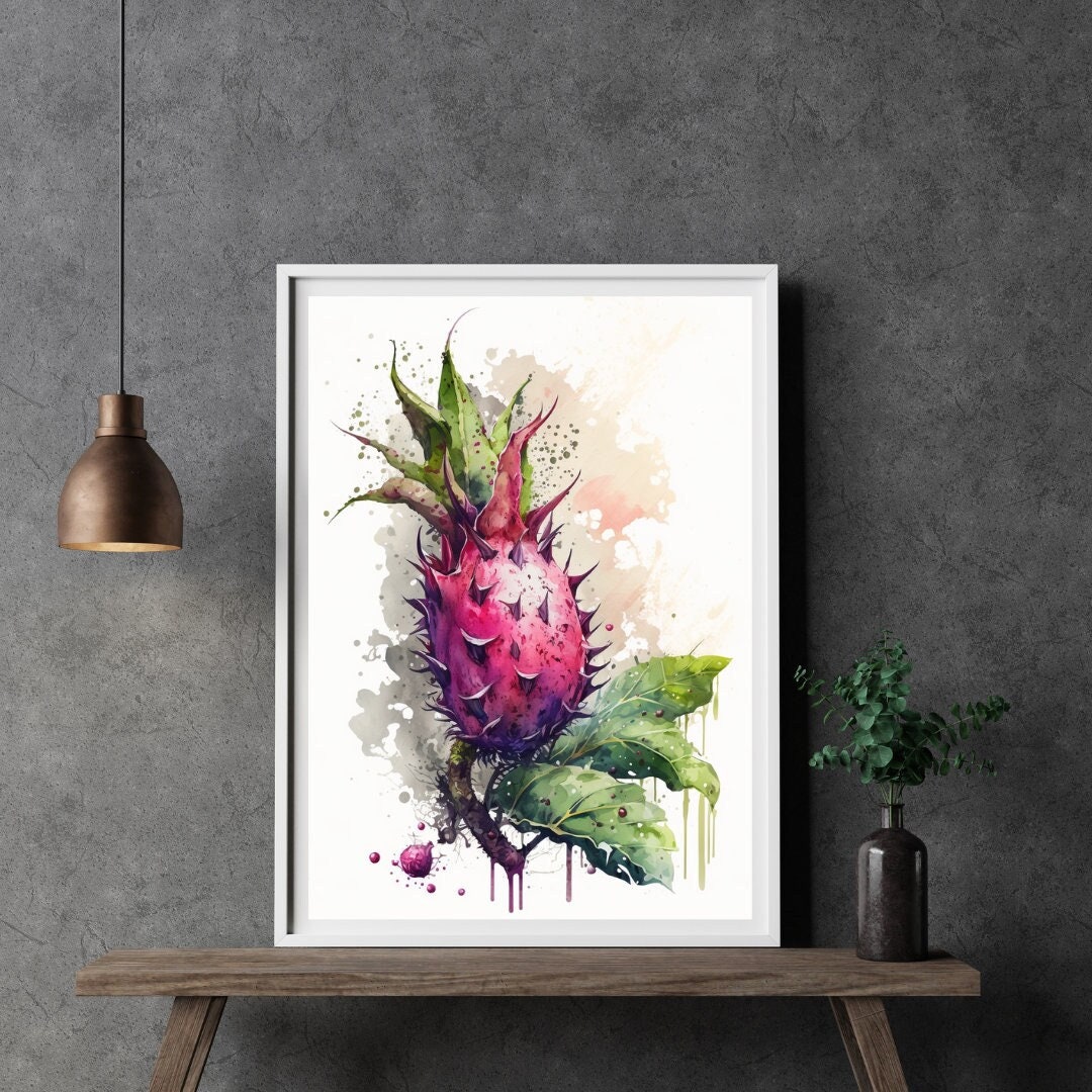 Dragon Fruit Watercolor Print,fruit Print, Dragon Fruit Watercolor ...