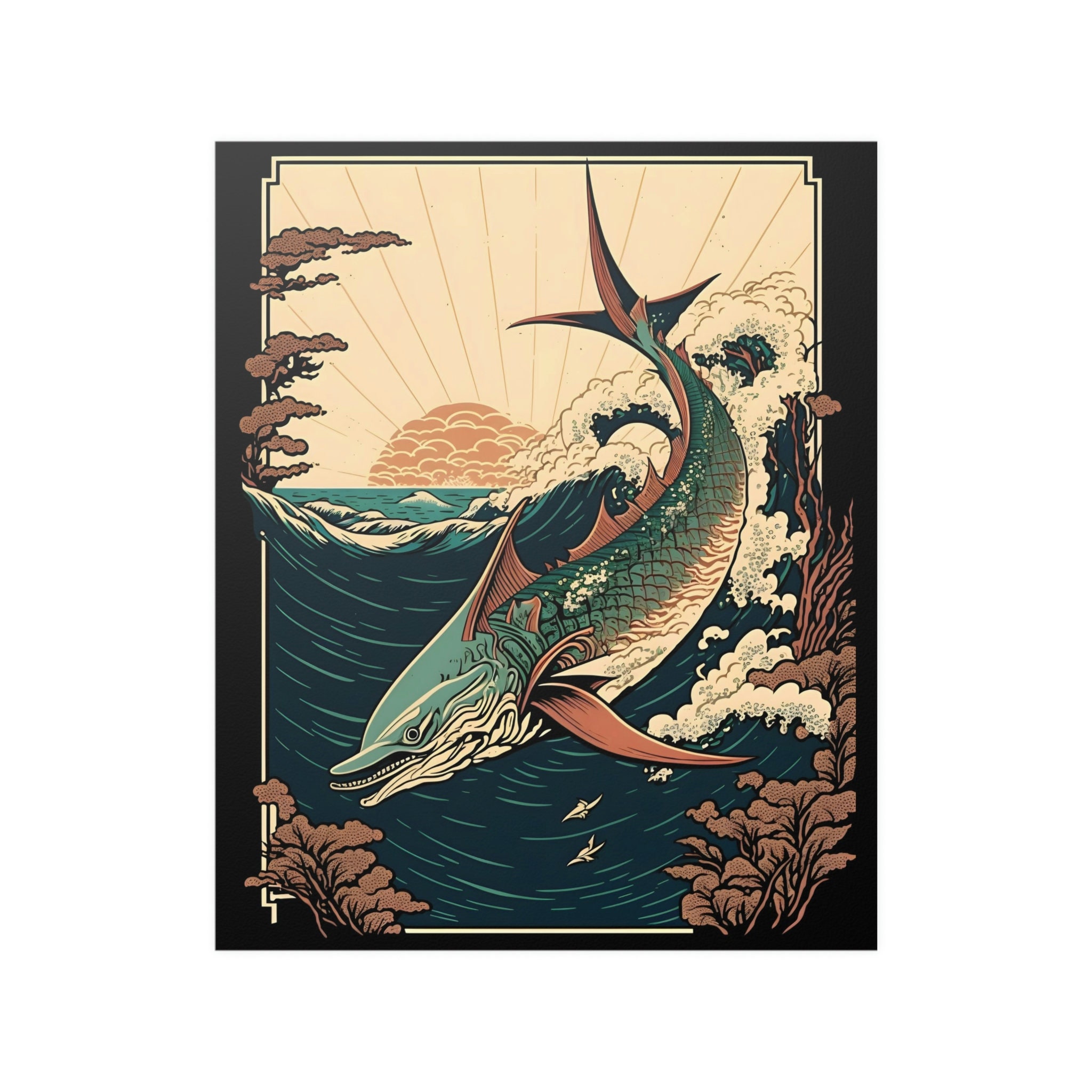 Hokusai Style Fish Swordfish Abstract Fish Modern Art - Etsy