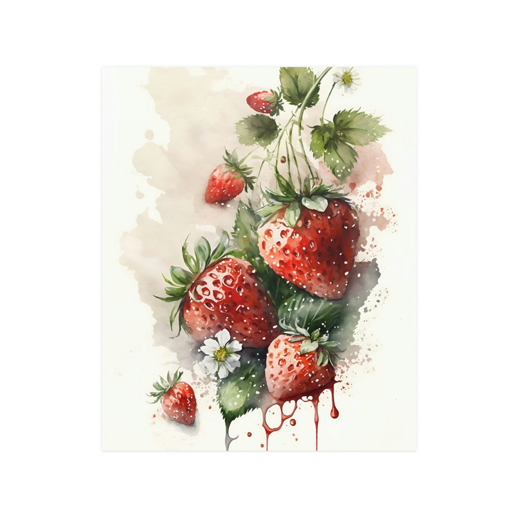 Strawberries Watercolor Print,fruit Print, Strawberries Watercolor ...