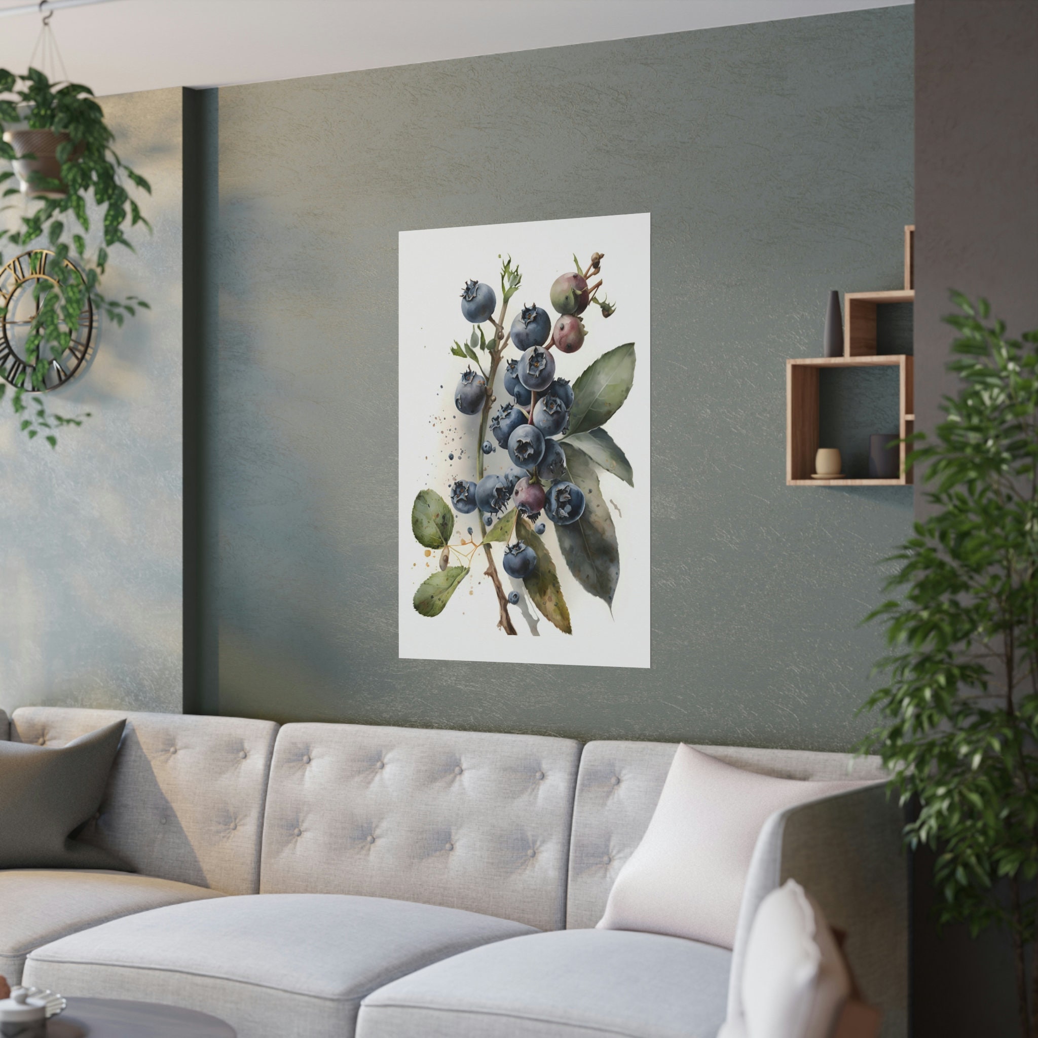 Blueberries Watercolor Print,fruit Print, Blueberries Watercolor Decor ...