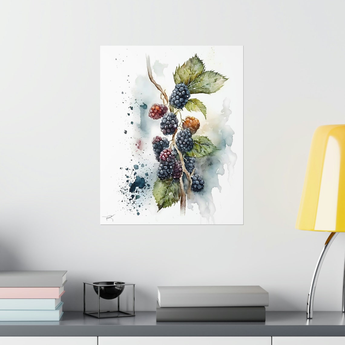 Mulberry Watercolor Print, Blue and White Print, Mulberry Watercolor ...