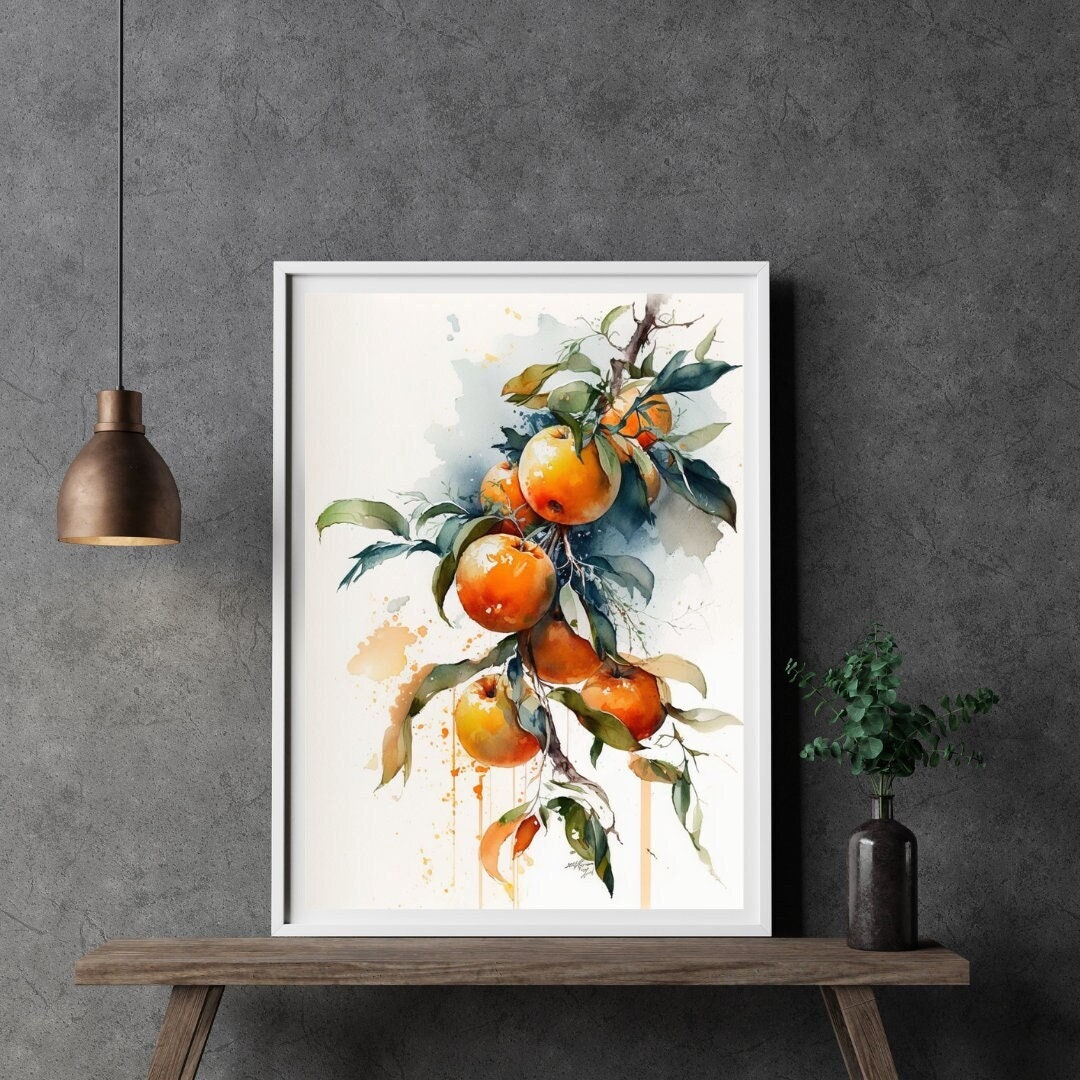 Oranges Watercolor Print, Orange and White Print, Orange Watercolor ...