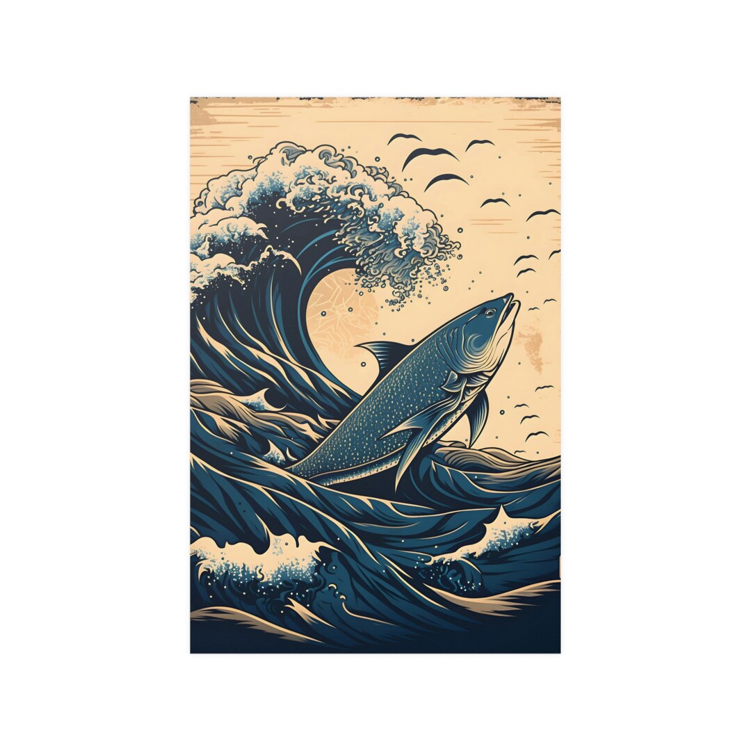 Hokusai Style Fish Tuna Abstract Fish Modern Art Poster - Etsy