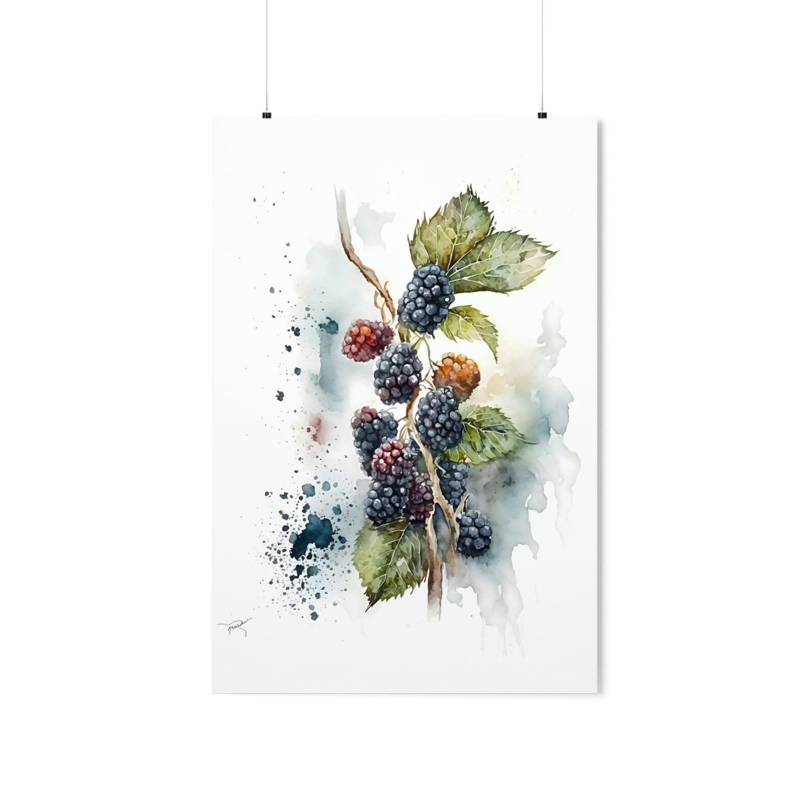 Mulberry Watercolor Print, Blue and White Print, Mulberry Watercolor ...