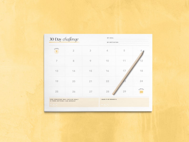 30 Day Challenge Printable V1 Landscape PDF Simple Atomic Habits ...