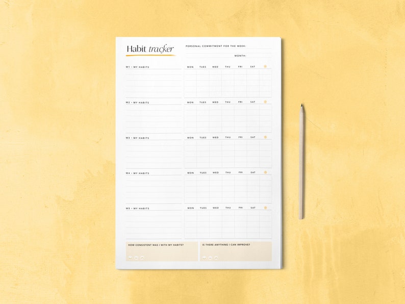 Weekly Habit Tracker Printable PDF Checklist Simple - Etsy