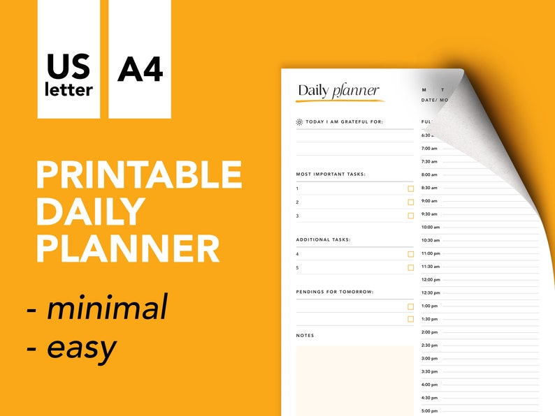 Daily Planner Printable Daily Planner PDF Checklist Simple Daily ...