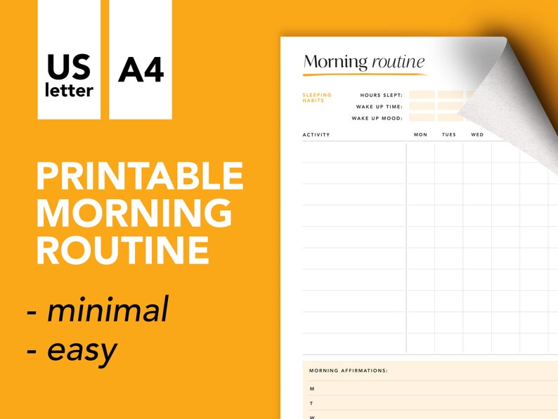 Morning Routine Printable Weekly PDF Simple Template Miracle Morning ...
