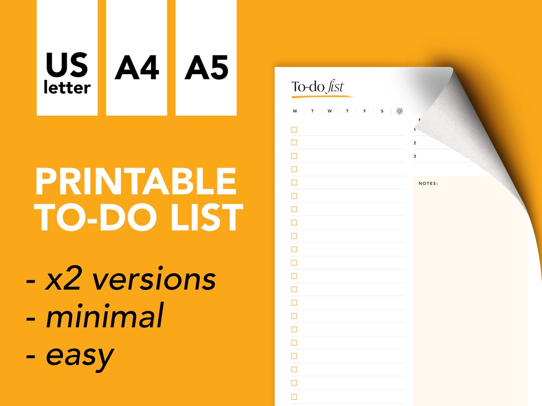 To Do List Printable To Do List PDF Planner Checklist Etsy Australia