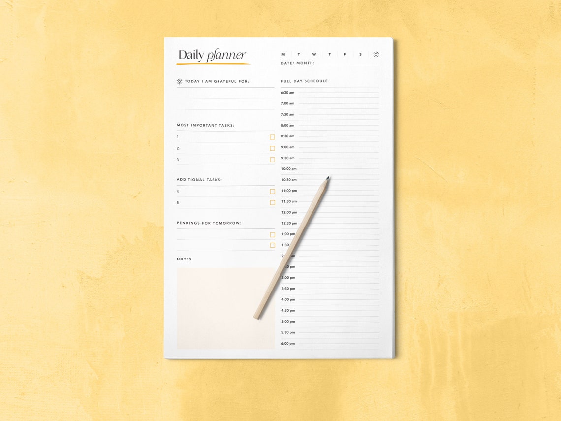 Daily Planner Printable Daily Planner PDF Checklist Simple Daily ...
