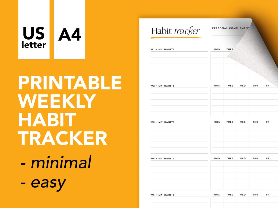 Weekly Habit Tracker Printable PDF Checklist Simple Atomic Habits ...