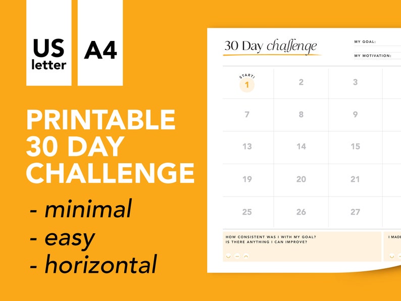 30 Day Challenge Printable V1 Landscape PDF Simple Atomic Habits ...