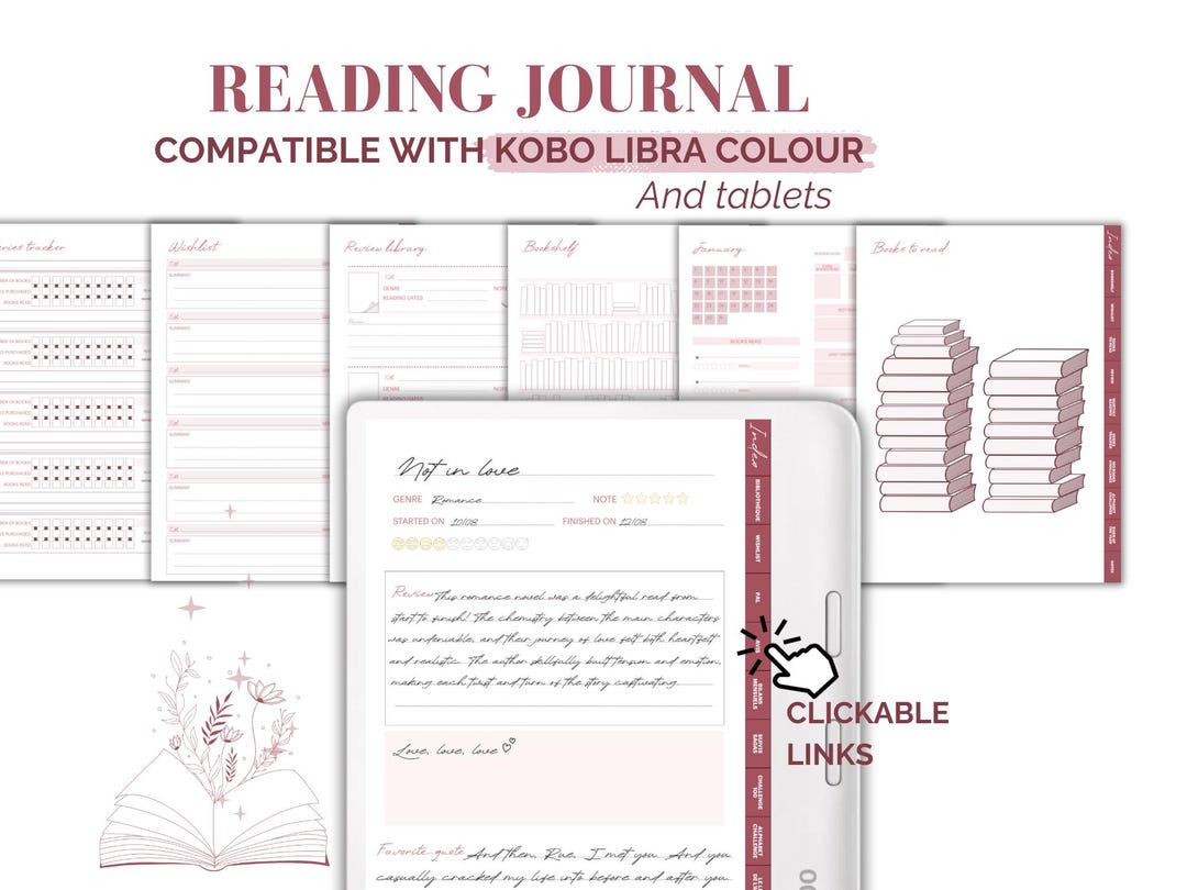Reading Journal Kobo Libra Color Planner Tablet Reading Planner. Books ...