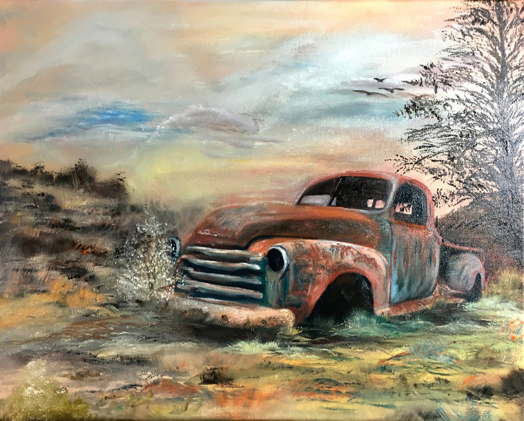 Chevy Original Oil Painting, Vintage Car Art Not a PRINT Chevrolet ...