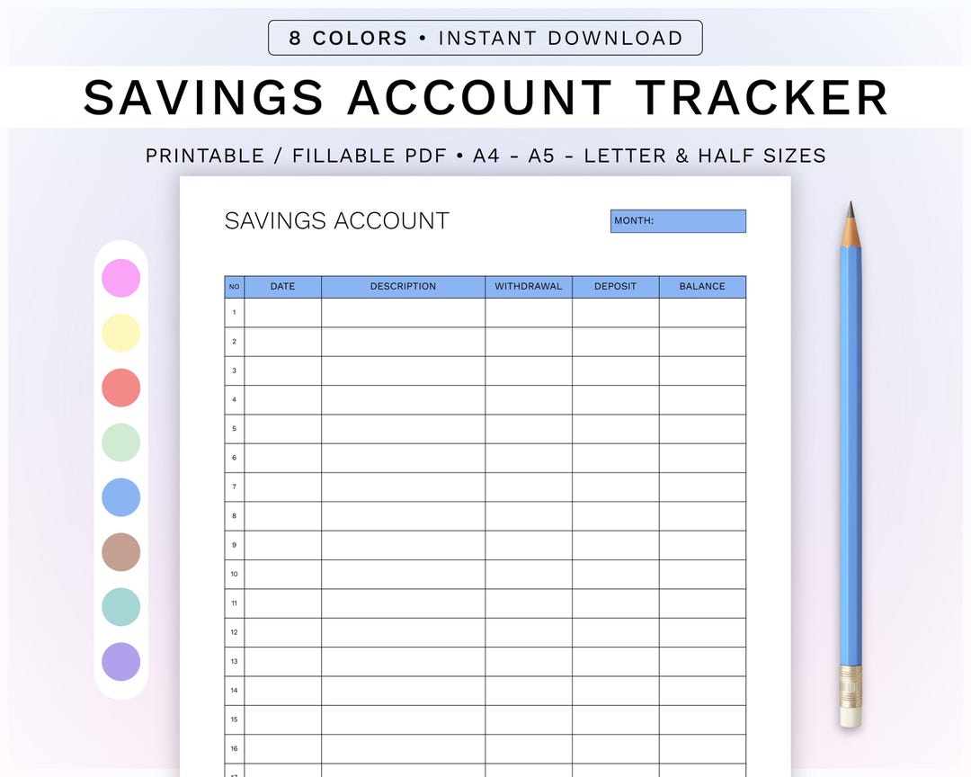 Printable Savings Tracker: Financial Planning, Monthly Goals (digital ...