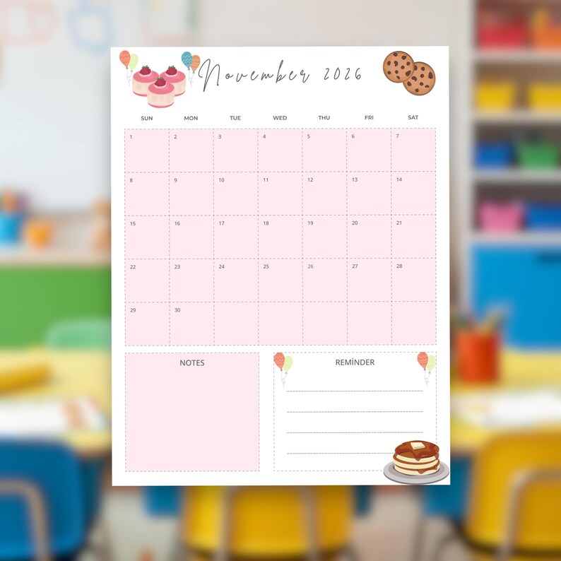 2025-2026 Calendar Printable, Editable Calendar, Kids Monthly Planner ...