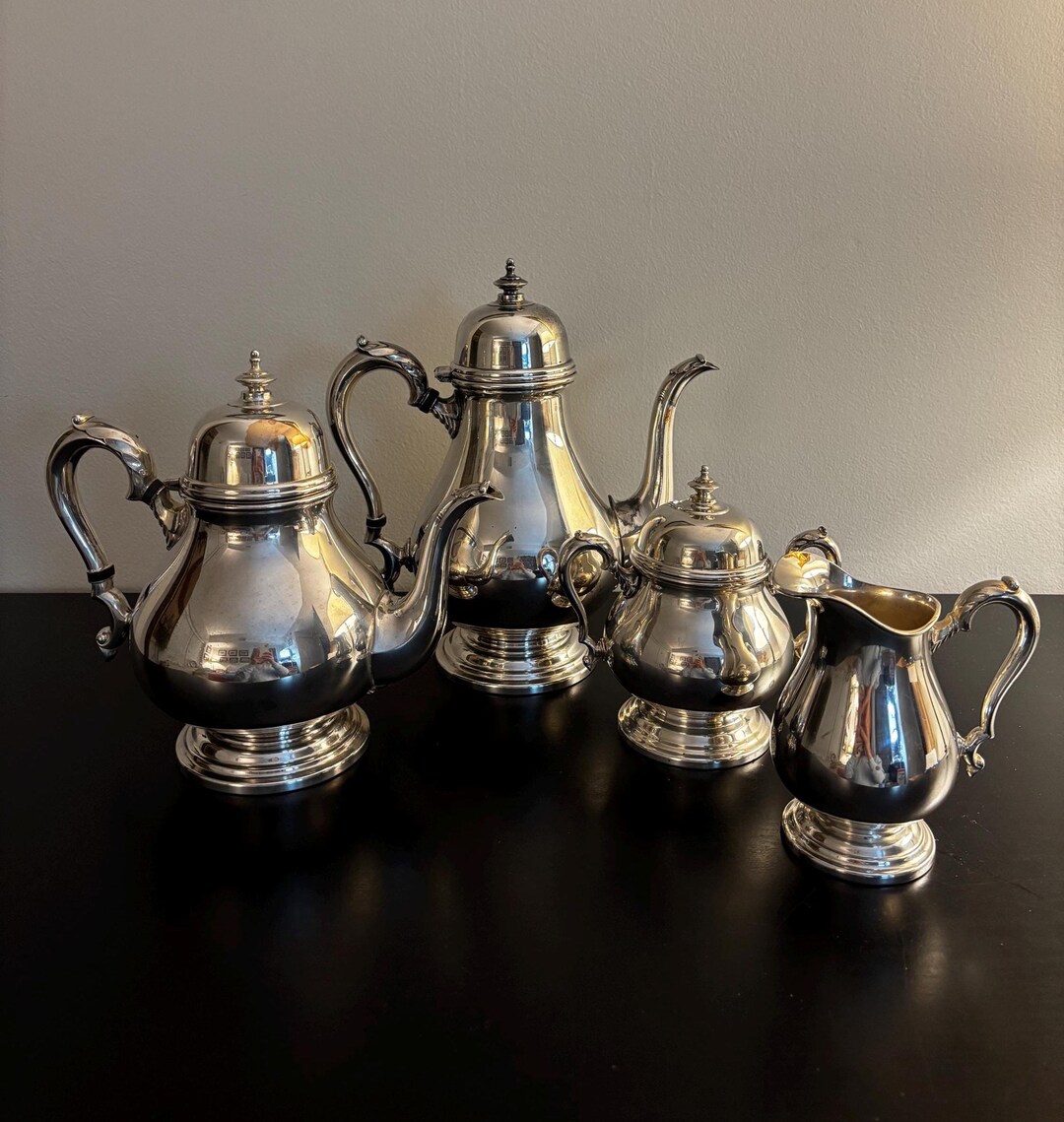 Vintage Georgian Castle Silverplate Tea Pot, Coffee Pot, Sugar With Lid ...