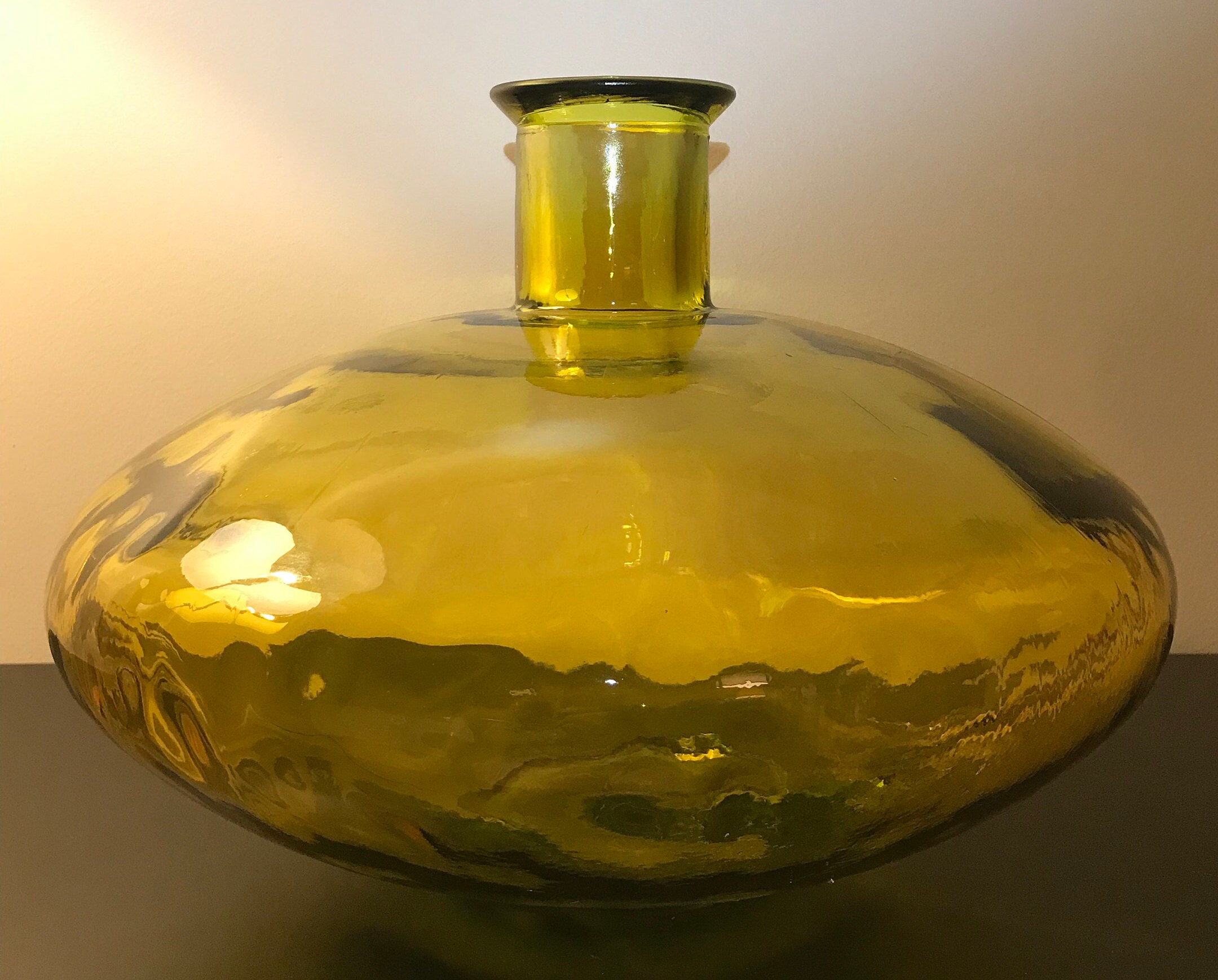 Vintage Mid Century Modern Amber Glass Vessel Large Vase - Etsy
