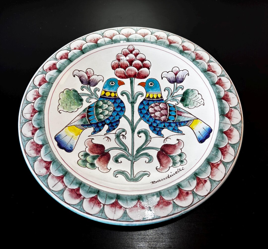Vintage Bandinelli Ceramiche Large Decorative Plate, Hand Painted ...