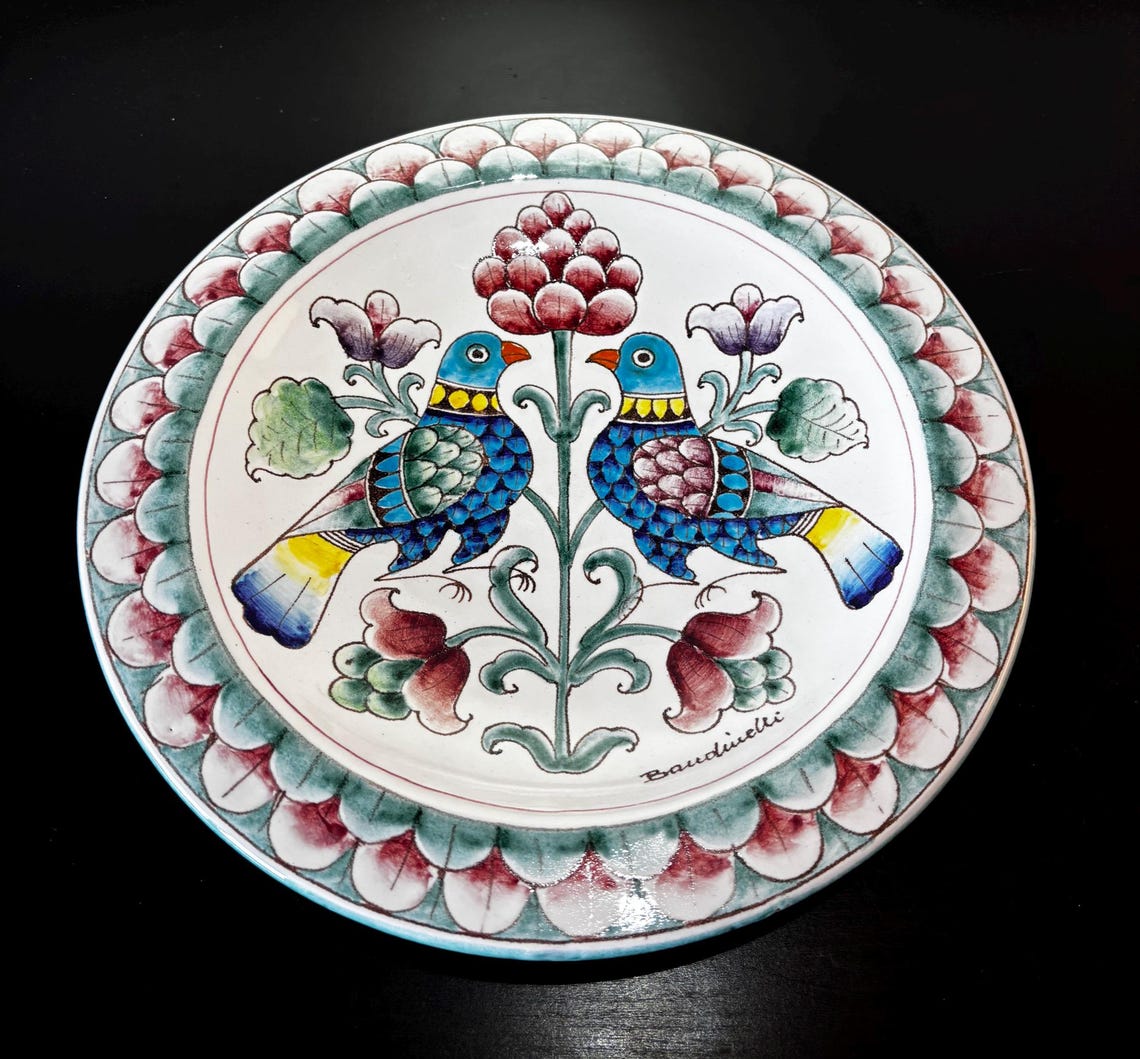 Vintage Bandinelli Ceramiche Large Decorative Plate, Hand Painted ...