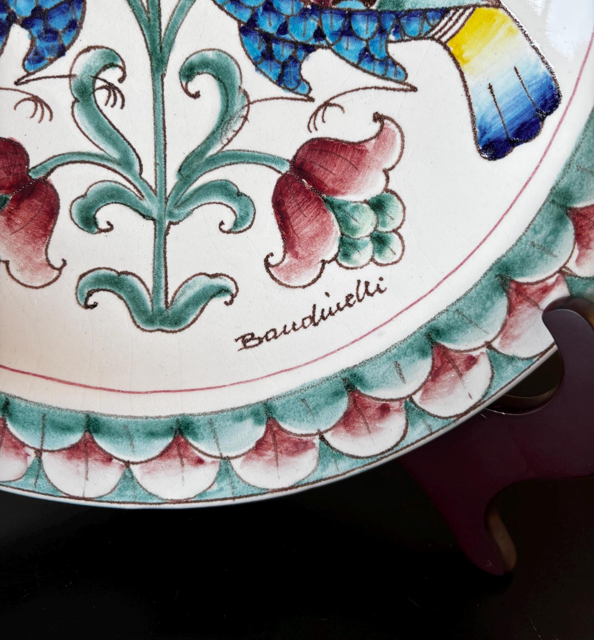 Vintage Bandinelli Ceramiche Large Decorative Plate, Hand Painted ...