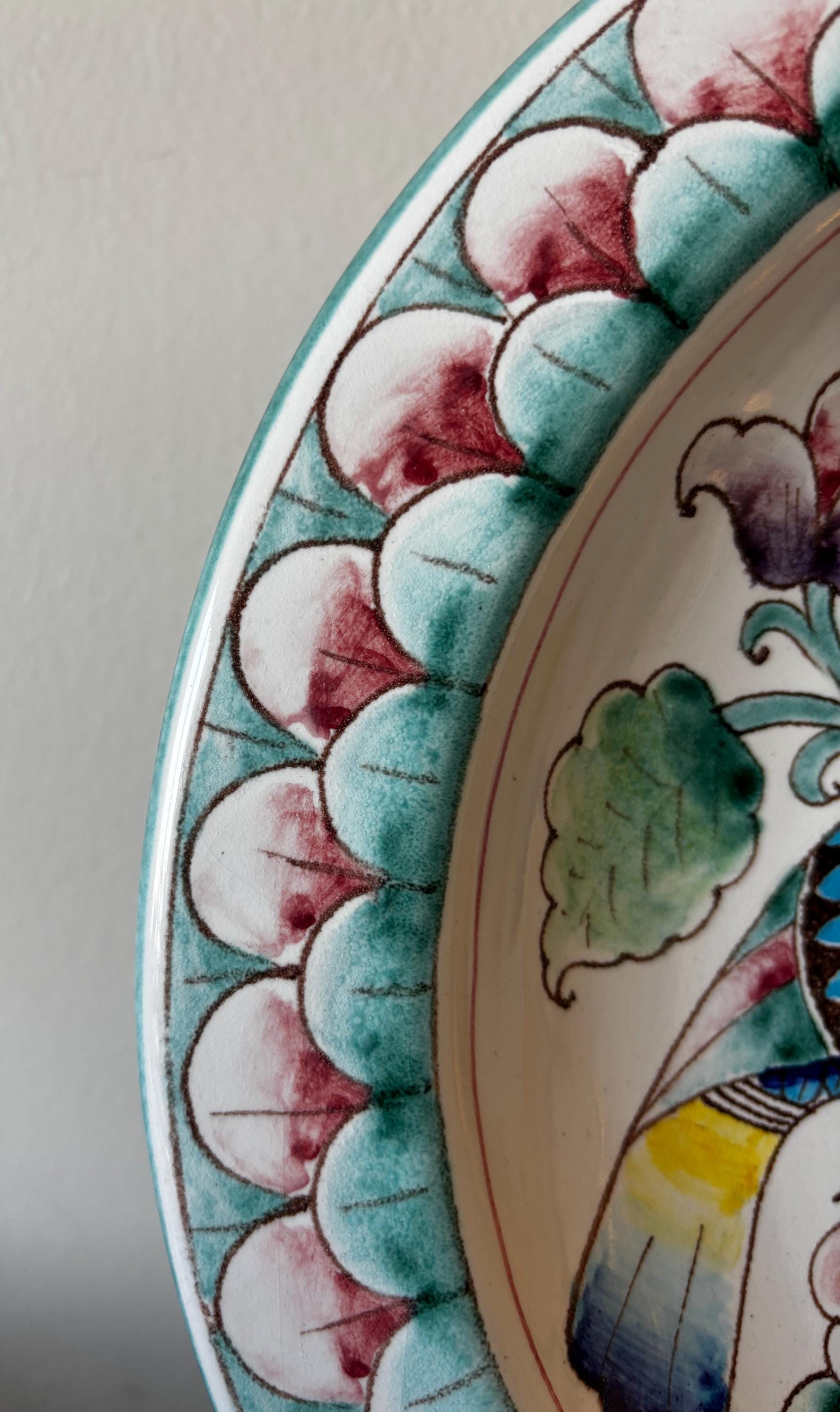 Vintage Bandinelli Ceramiche Large Decorative Plate, Hand Painted ...