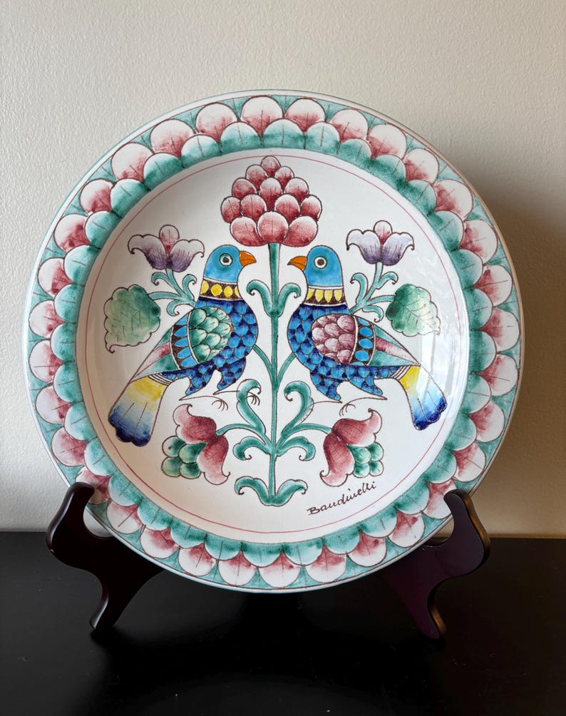 Vintage Bandinelli Ceramiche Large Decorative Plate, Hand Painted ...