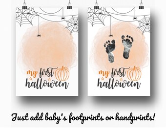 Halloween Handprint Art Craft Printable Footprint Kids Gift - Etsy