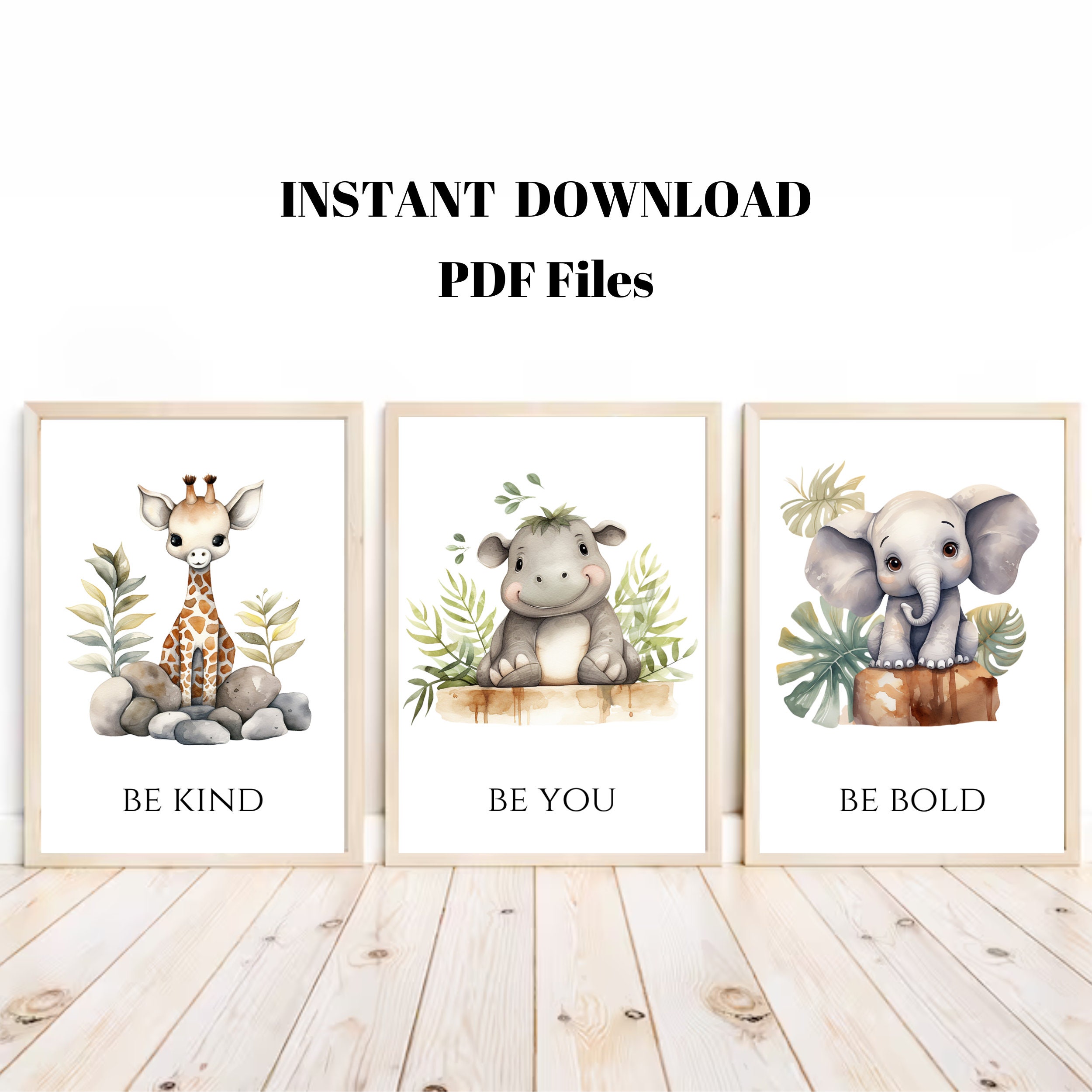 Safari Animals With Inspirational Quotes, Set of 6 Nursery Prints, Be ...