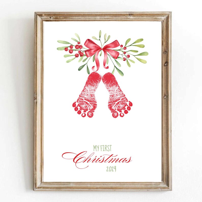 Printable Mistletoes Footprint Art Printable Template Grandparents ...