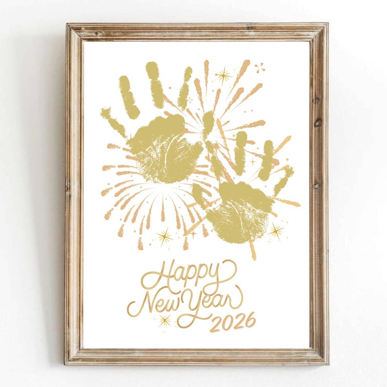 Printable Happy New Year 2025 Handprint or Footprints Christmas Craft ...
