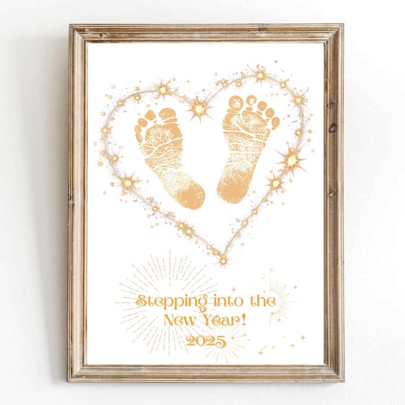 Printable Happy New Year 2025 Art, New Years Day Activity, Footprint ...